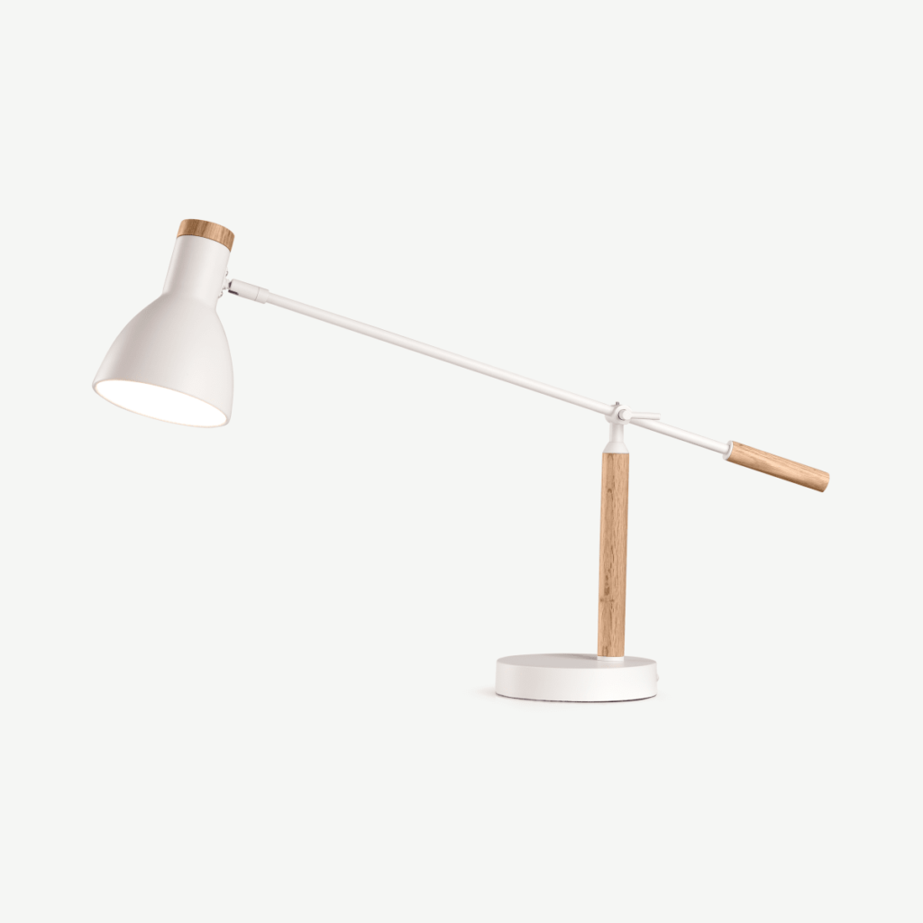 Cohen Table Lamp, White and Natural Oak, White • Sofas Etc