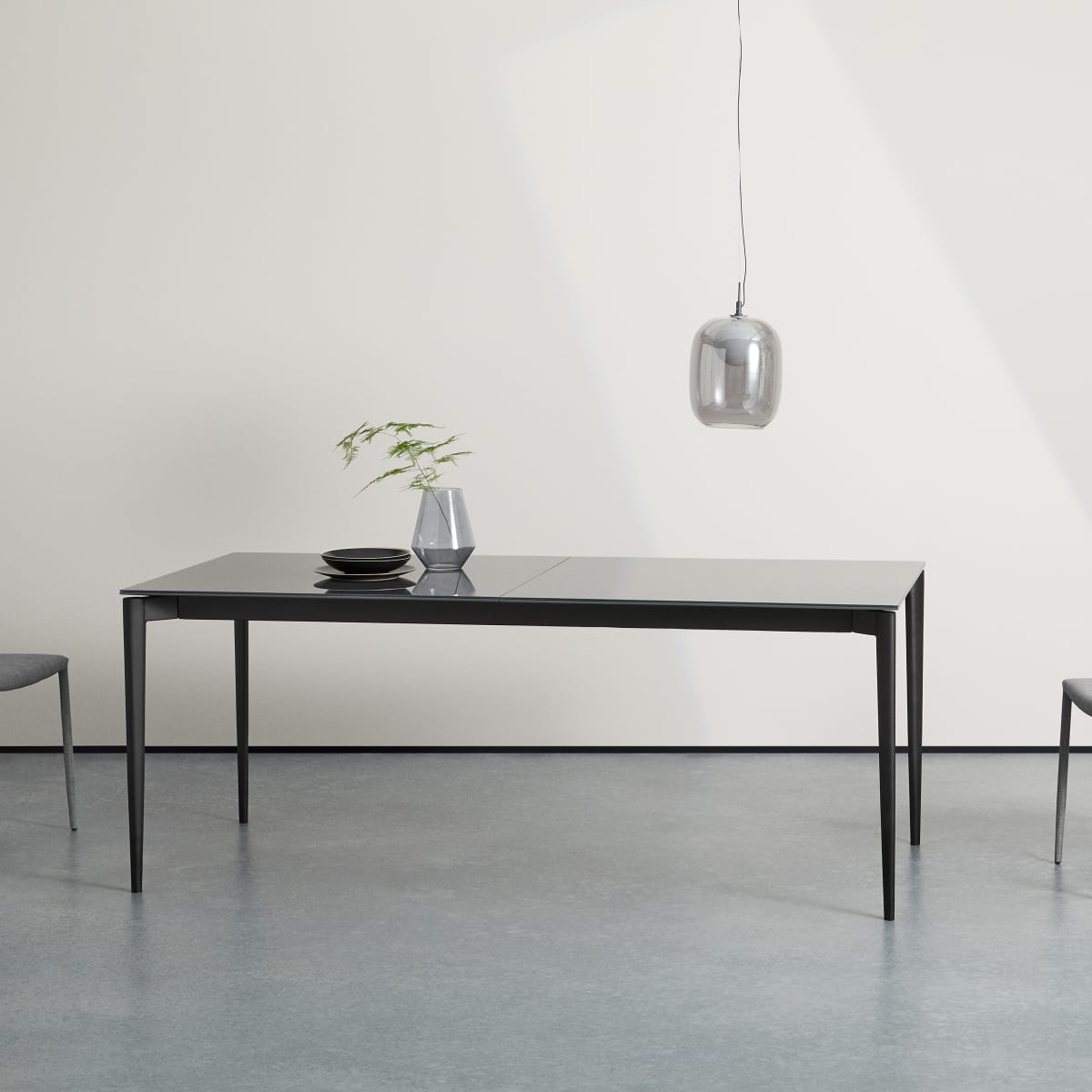 Tandil 8-12 Seat Extending Dining Table, Grey Glass • Sofas Etc