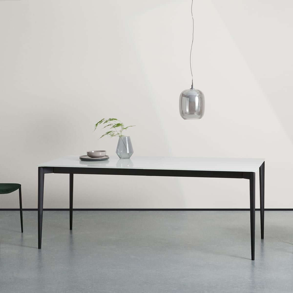 Tandil 8-12 Seat Extending Dining Table, White Glass • Sofas Etc