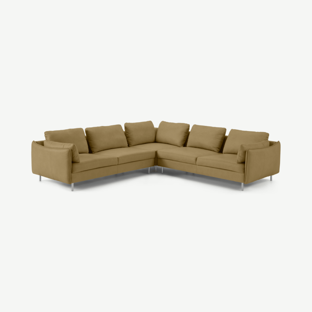 Vento 5 Seater Corner Sofa, Pale Tan Leather • Sofas Etc