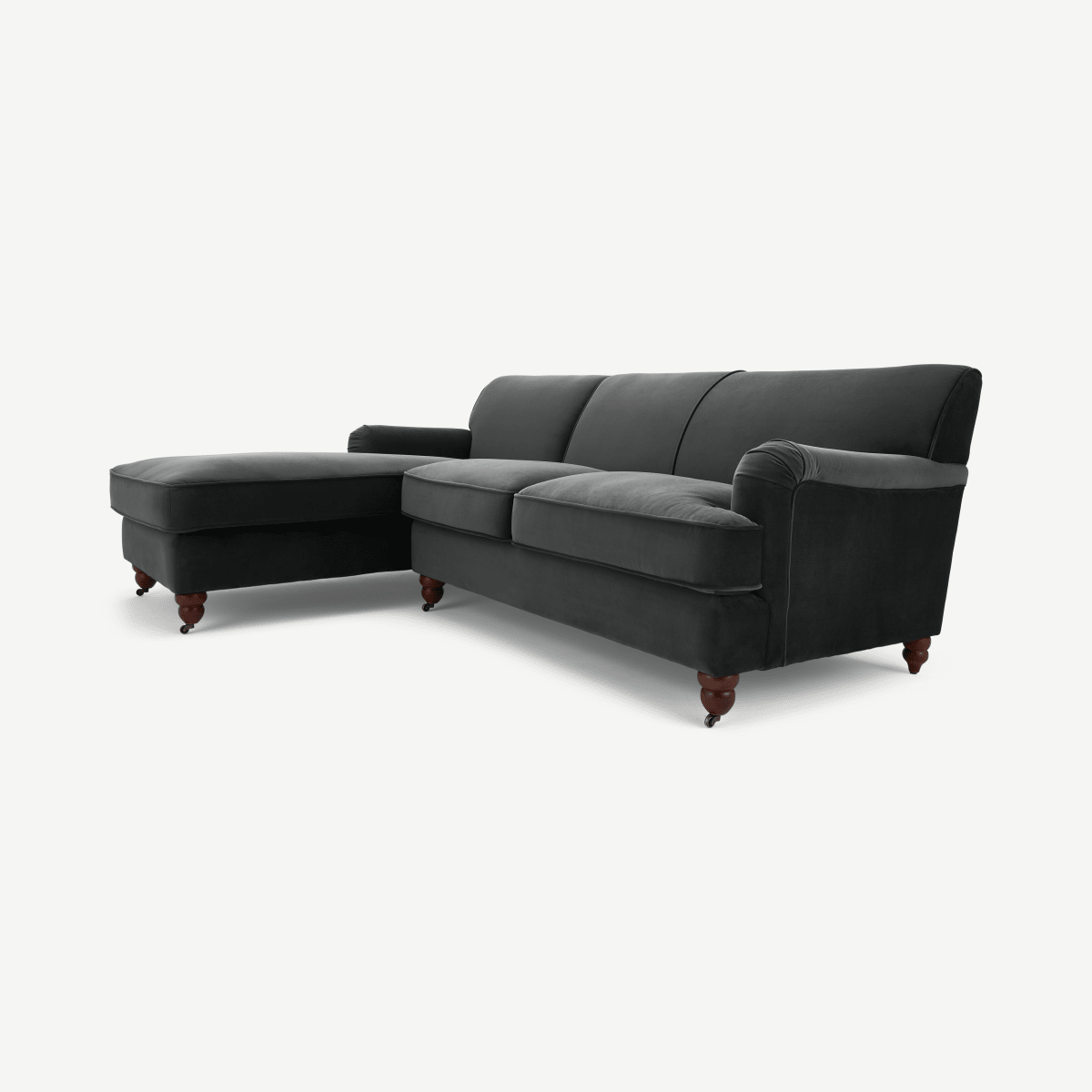 Orson Left Hand Facing Chaise End Corner Sofa, Midnight Grey Velvet ...
